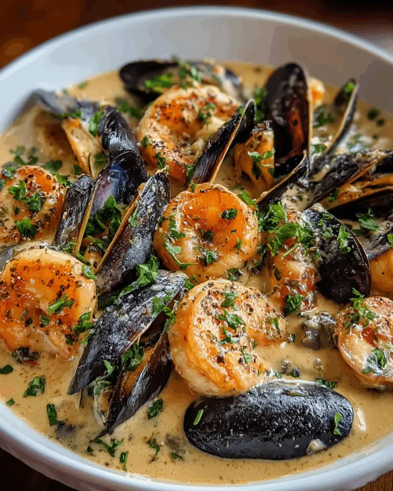 Shrimp and Mussels in Creamy Garlic Sauce