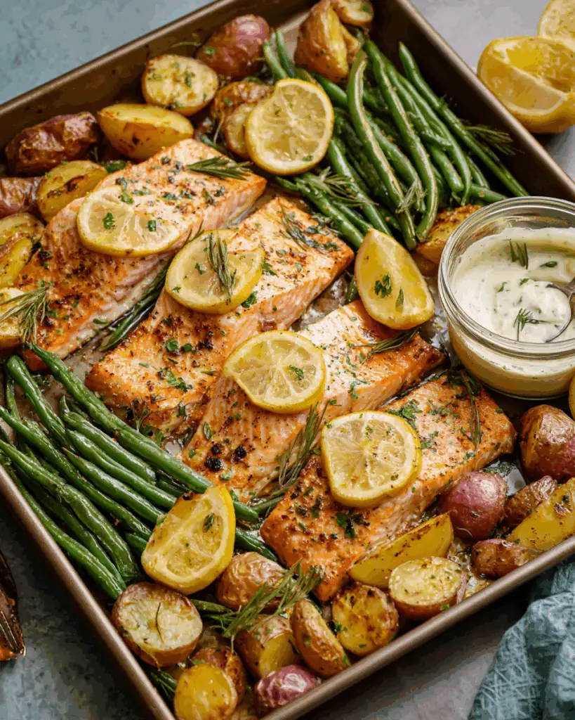 Lemon Butter Sheetpan Baked Trout
