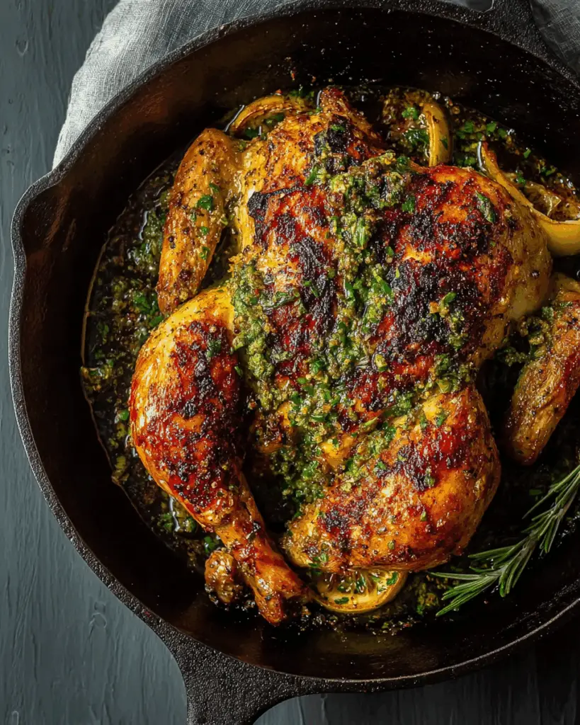 Oven Roasted Rosemary Garlic Brick Chicken