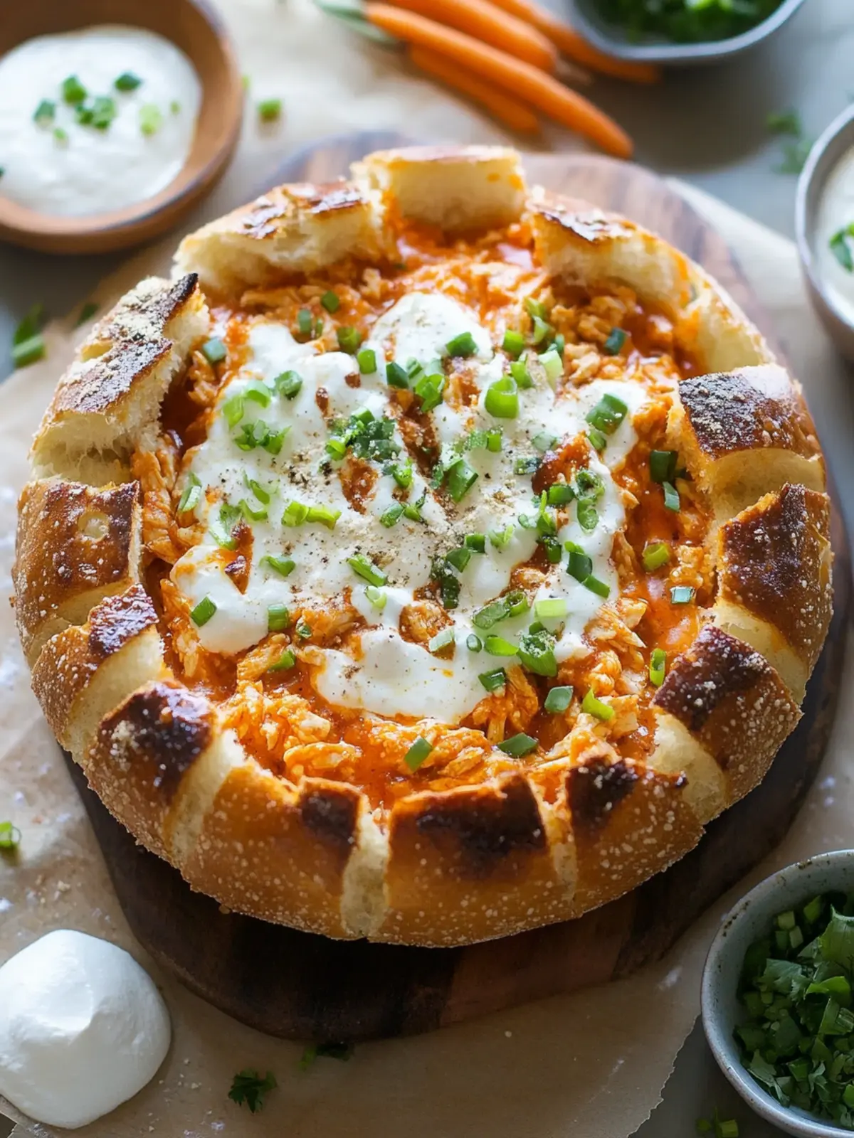 Ultimate Bread Bowl Buffalo Chicken Dip You'll Crave