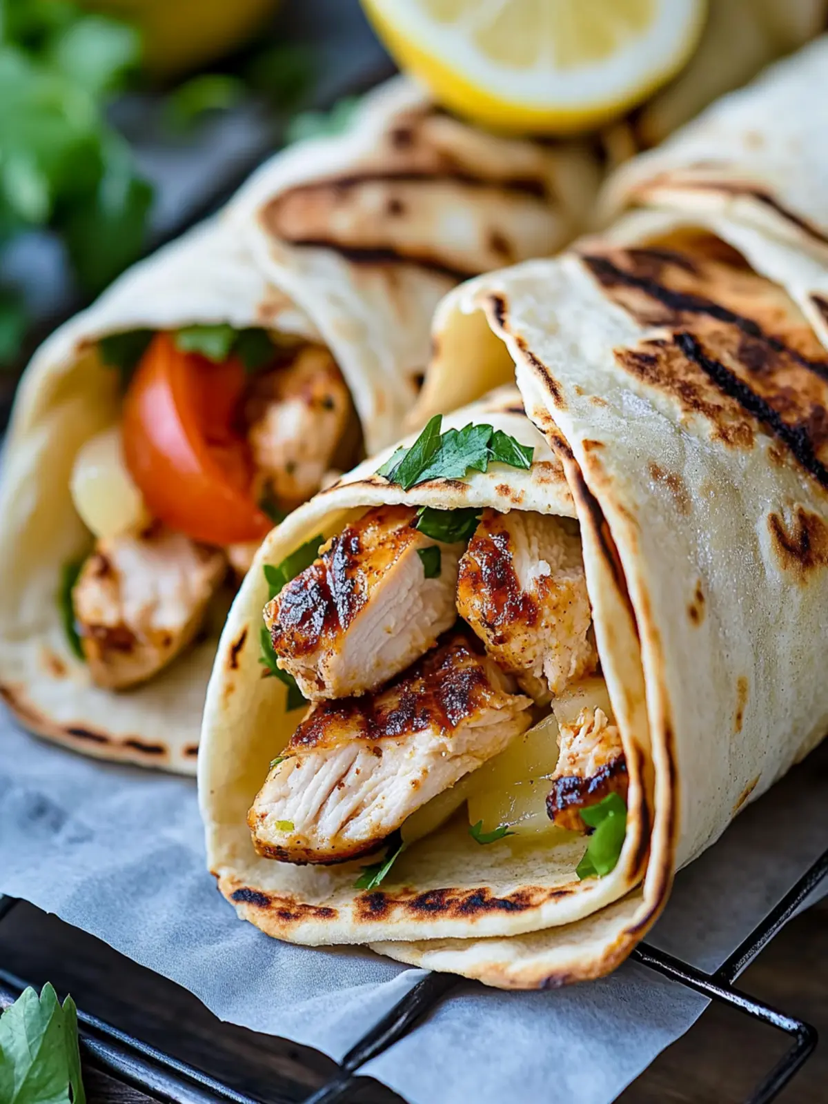 Irresistible Grilled Lemon Chicken Flatbread Wraps